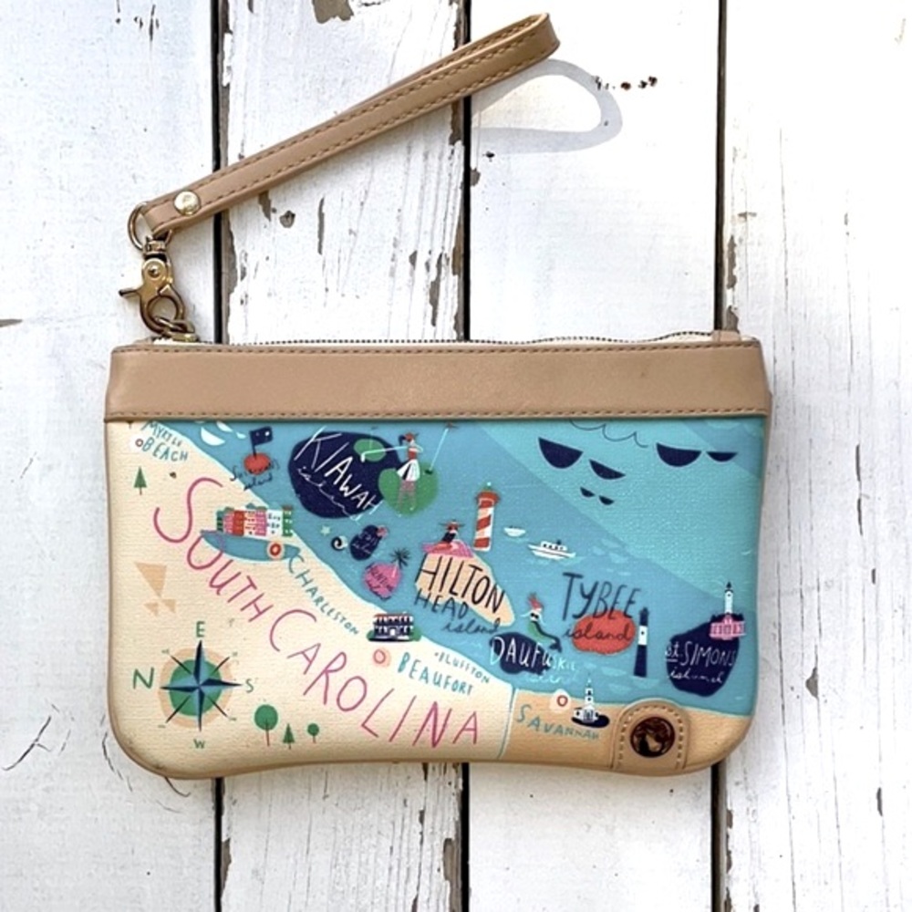 Spartina 449 Sea Islands Maps Collection Wristlet - Gem